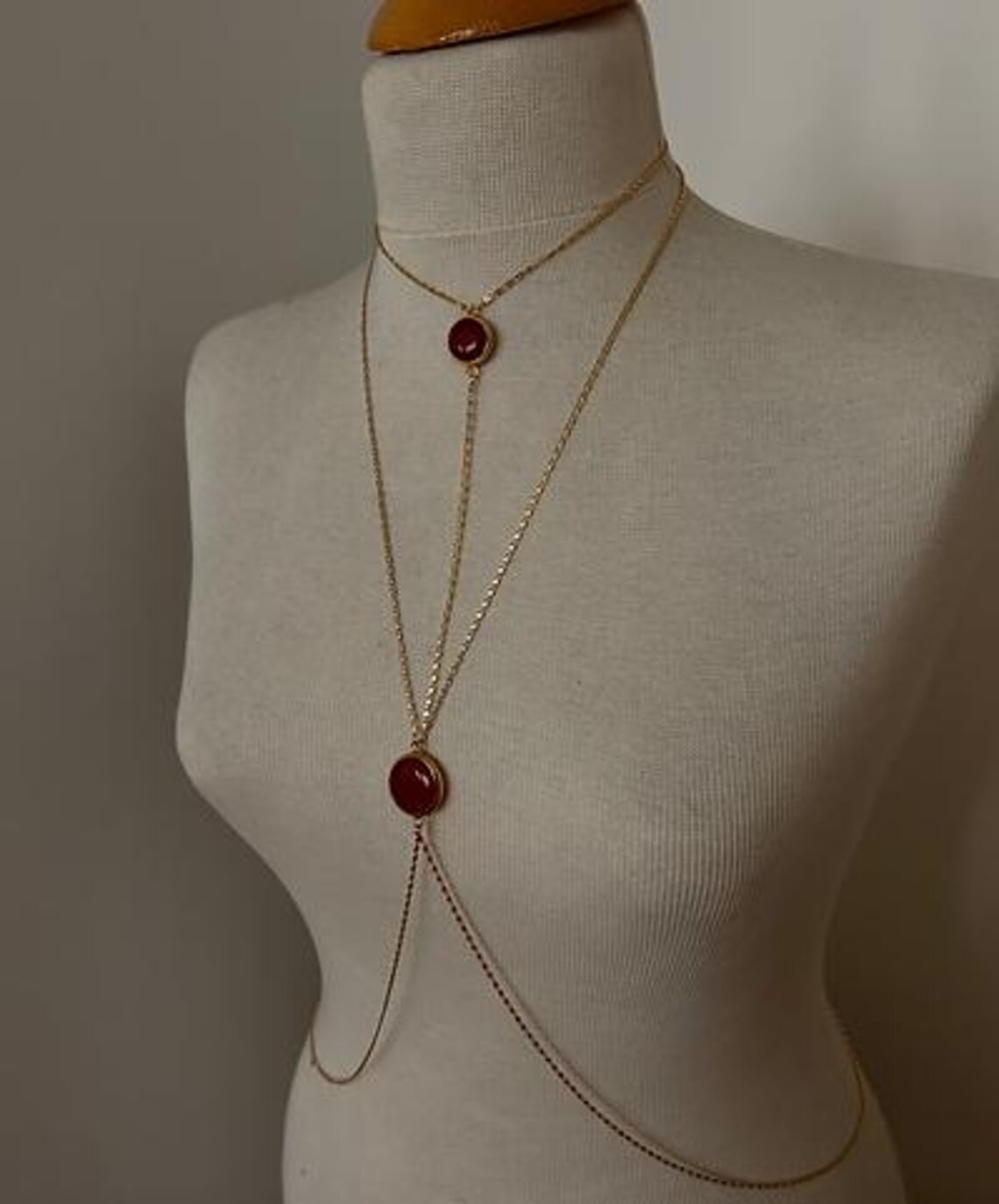 14K Gold Plated Body Jewelry, Body Chain, Layered Body Chain Bralette ...