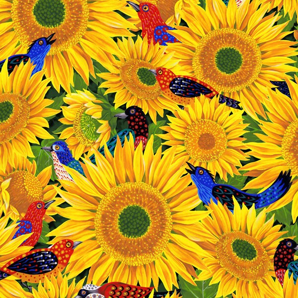 Sunflower Cotton Fabric - Etsy