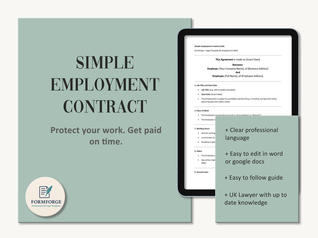 Simple Employment Contract Template - UK Law Legal Template, 2025 Law ...