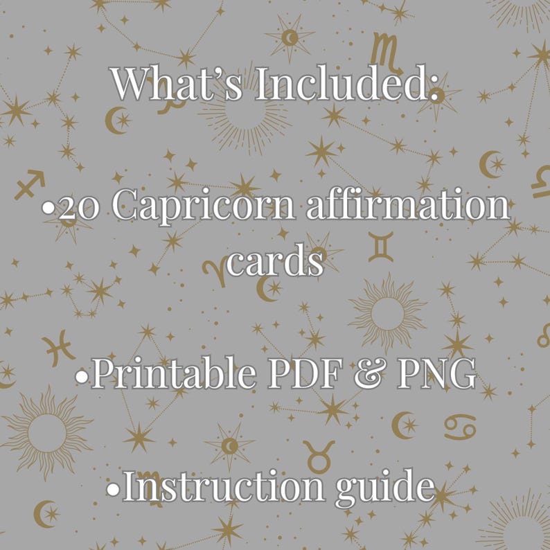 Capricorn Affirmation Deck | Printable Zodiac Oracle | Self-mastery ...