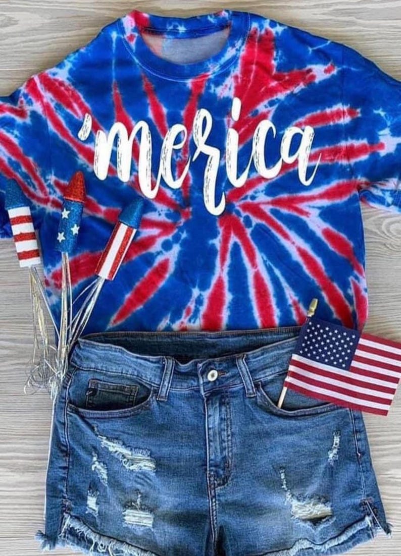 Merica Tie Dye 4th of July Shirt - Etsy