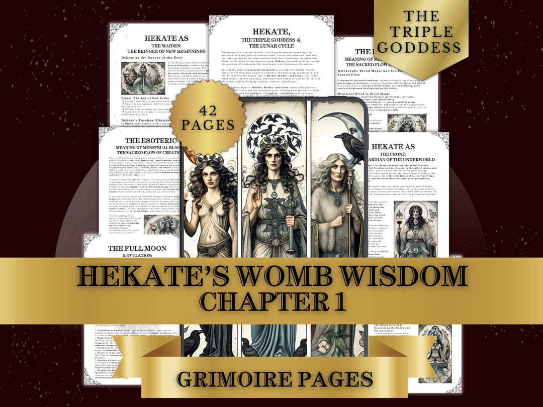 Hekate Triple Moon Goddess Grimoire Pages | Hekate Womb Wisdom | Blood ...