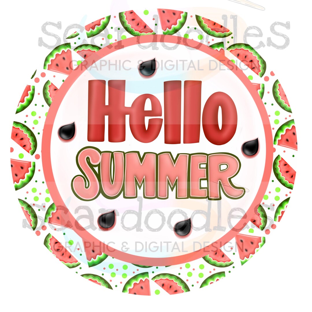 Hello Summer Printable Sign, Watermelon Wreath Sign Printable Summer ...