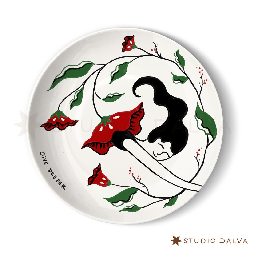 Dive Deeper Decor Porcelain Plate, Decorative Plate, Message Plate ...
