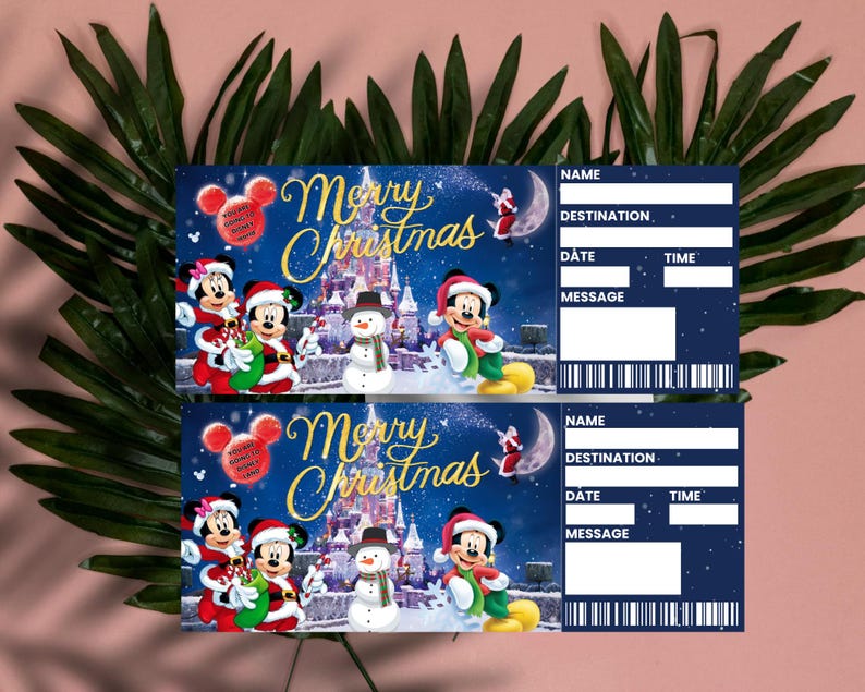 Christmas Disneyland Ticket Gift Reveal Surprise Trip Printable Going ...