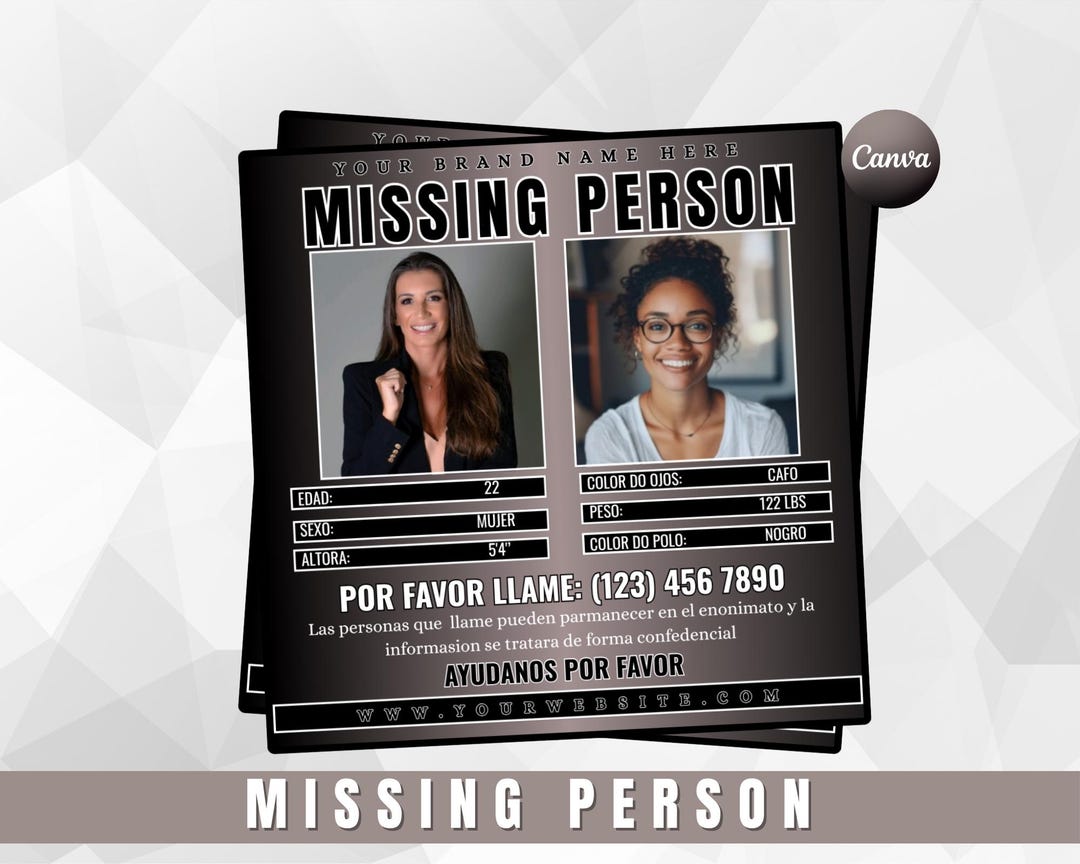 Editable Missing Person Flyer: Printable Crime Alert Canva Template ...
