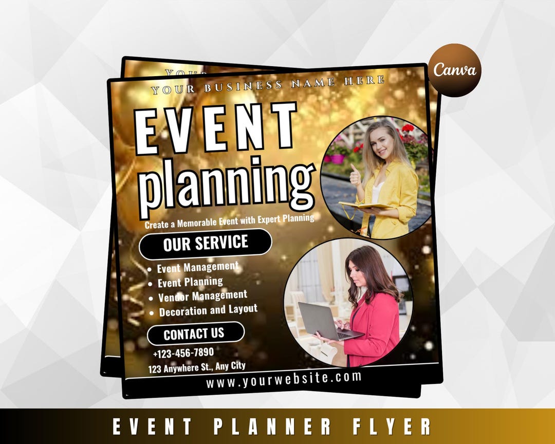 Editable Event Planner Flyer Template: Chic Party & Decor Promo ...