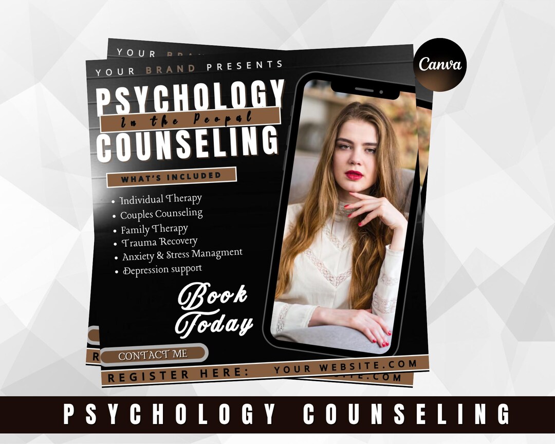 Editable Therapy Flyer Template: Counseling Psychology Design (digital ...