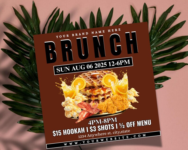 Editable Rnb Brunch Party Flyer Template: Canva Event Invite (digital ...