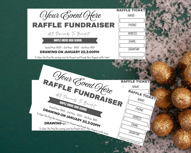 Editable Raffle Ticket – Printable Customizable Ticket, Christmas and ...