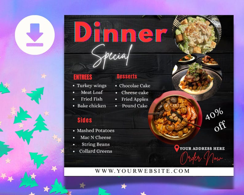 Editable Dinner Special Menu Template: Restaurant Flyer, Editable Canva ...