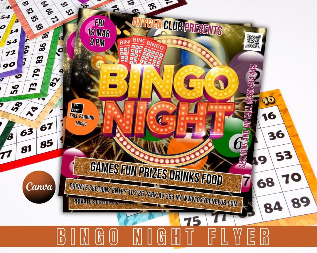 Bingo Night Flyer | Editable Bingo Flyer & Printable Game Night Invite ...
