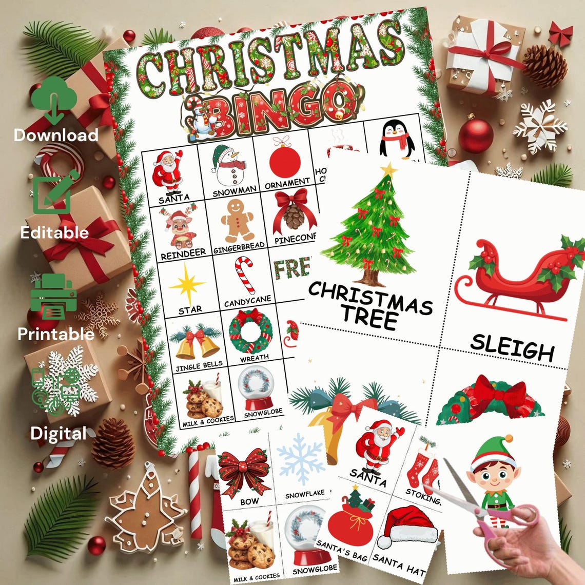25 Christmas Bingo Cards | Printable Christmas Bingo Game for Kids ...