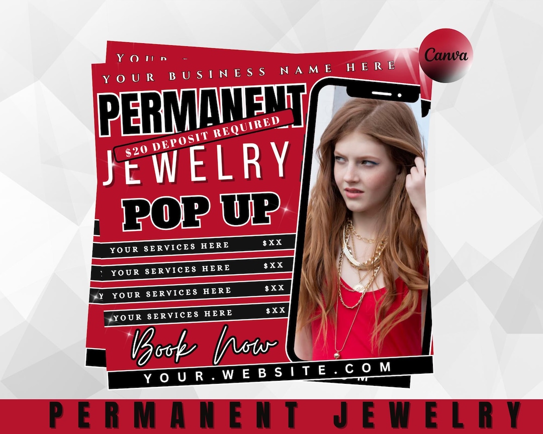 Permanent Jewelry Flyer for Bracelet Necklace & Anklet Marketing ...