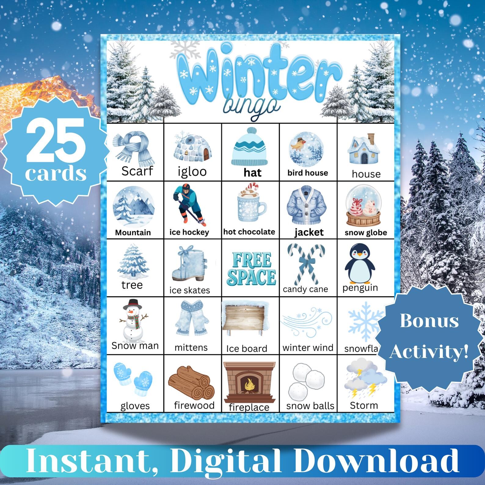 Winter Bingo Cards | Kids Bingo Cards & Holiday Bingo for Winter ...