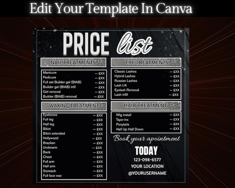Price List Flyer – Editable Price List Template & Salon Price List ...