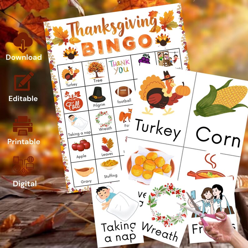 Thanksgiving Bingo, Thanksgiving Bingo Cards – Gratitude Game ...