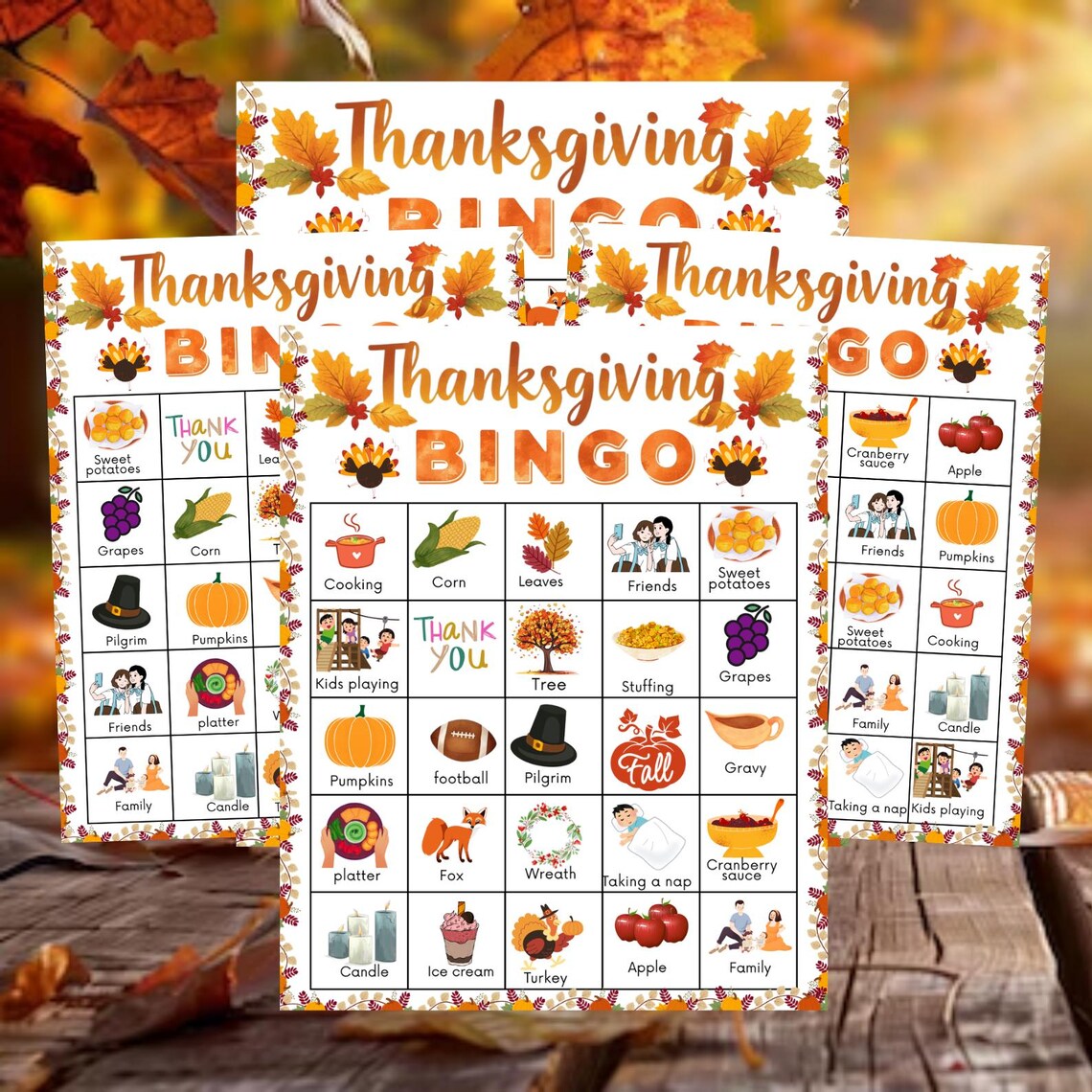 Thanksgiving Bingo, Thanksgiving Bingo Cards – Gratitude Game ...