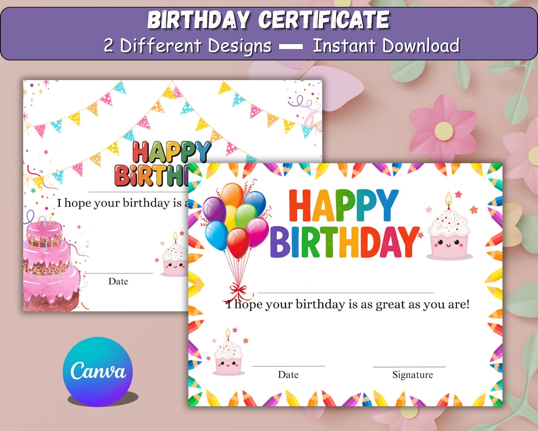 Student Birthday Certificate | Printable Classroom Award | Editable ...