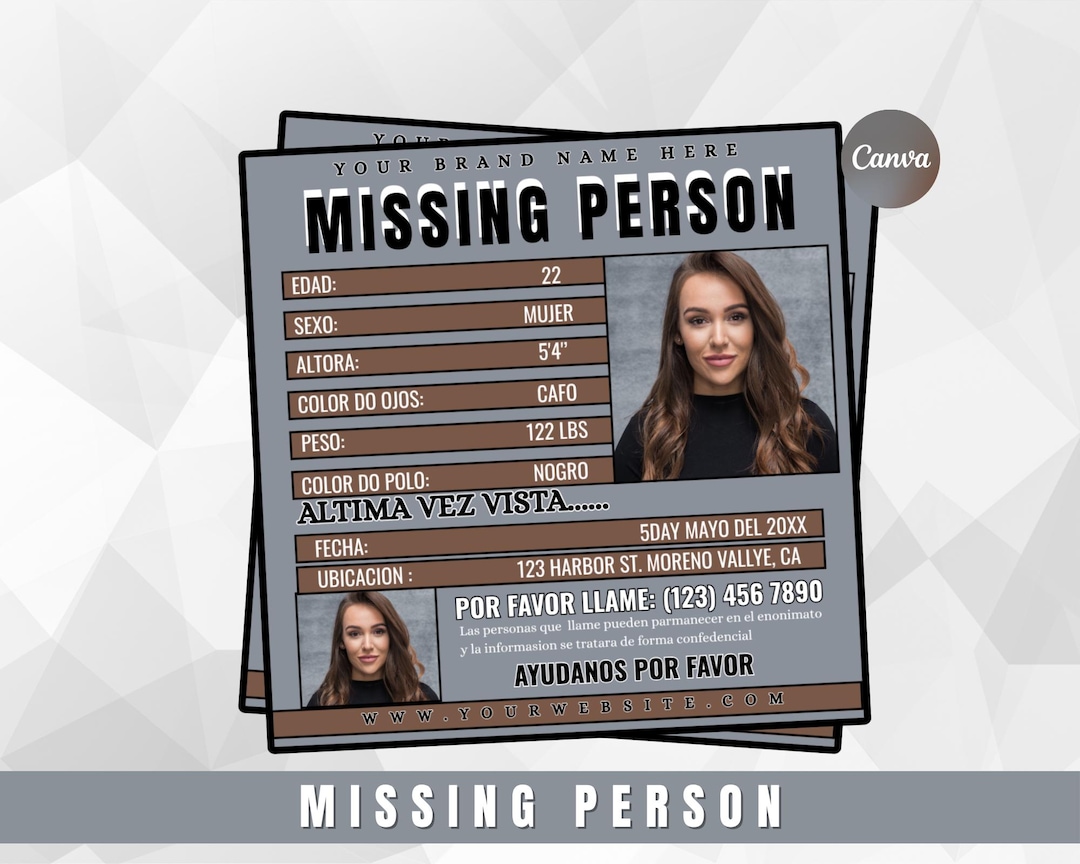 Missing Person Flyer Template: Editable Crime Alert Poster (1080x1080 ...