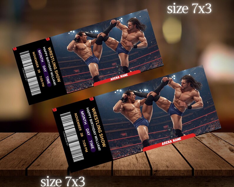 Editable Wrestling Event Ticket, Boxing Match Ticket Stub, Surprise ...