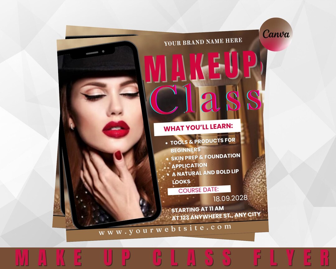 Editable Makeup Course Flyer Template: Beauty Training, Lash & Brow ...