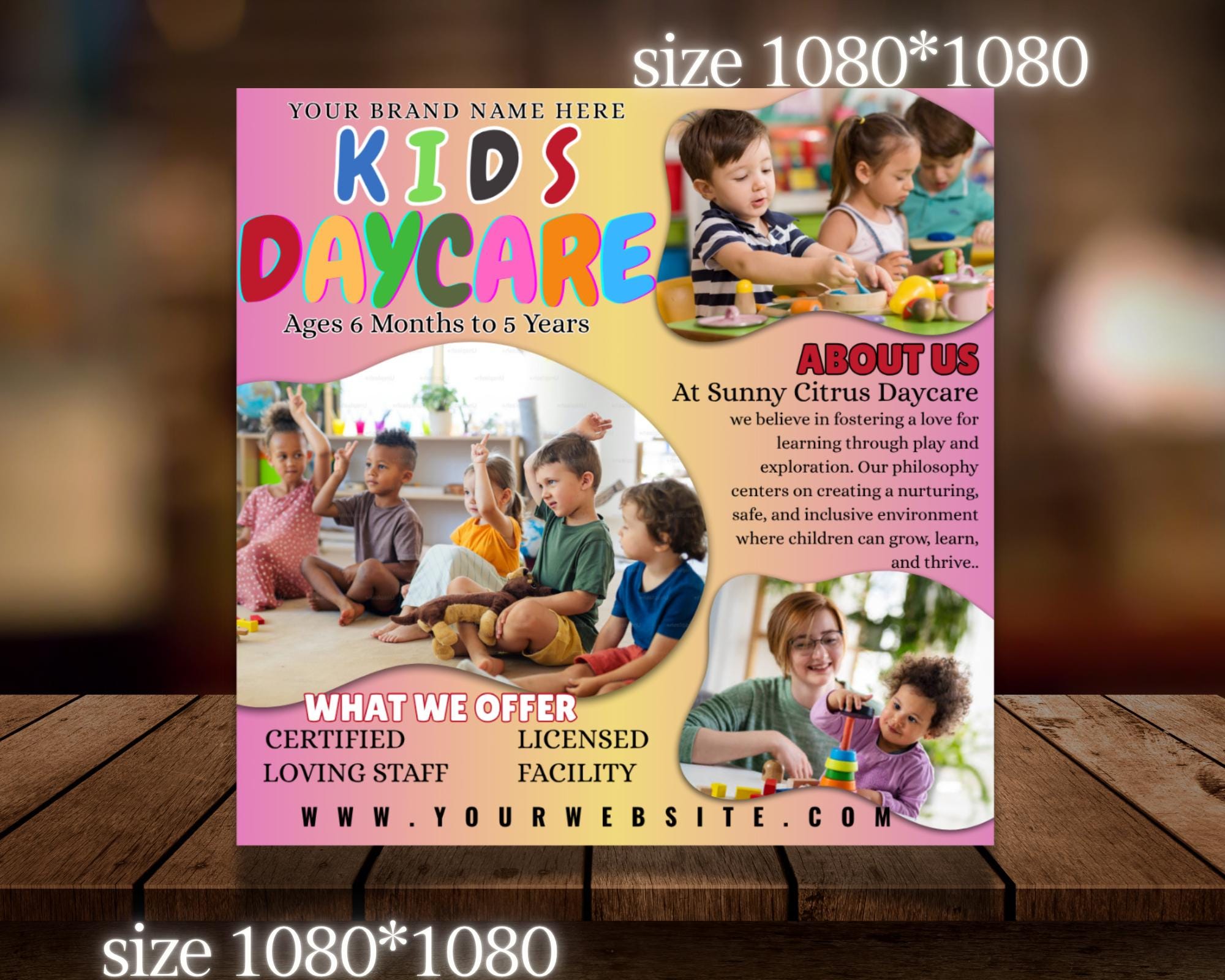 Editable Daycare Flyer Template: Canva Childcare Promotion (digital ...