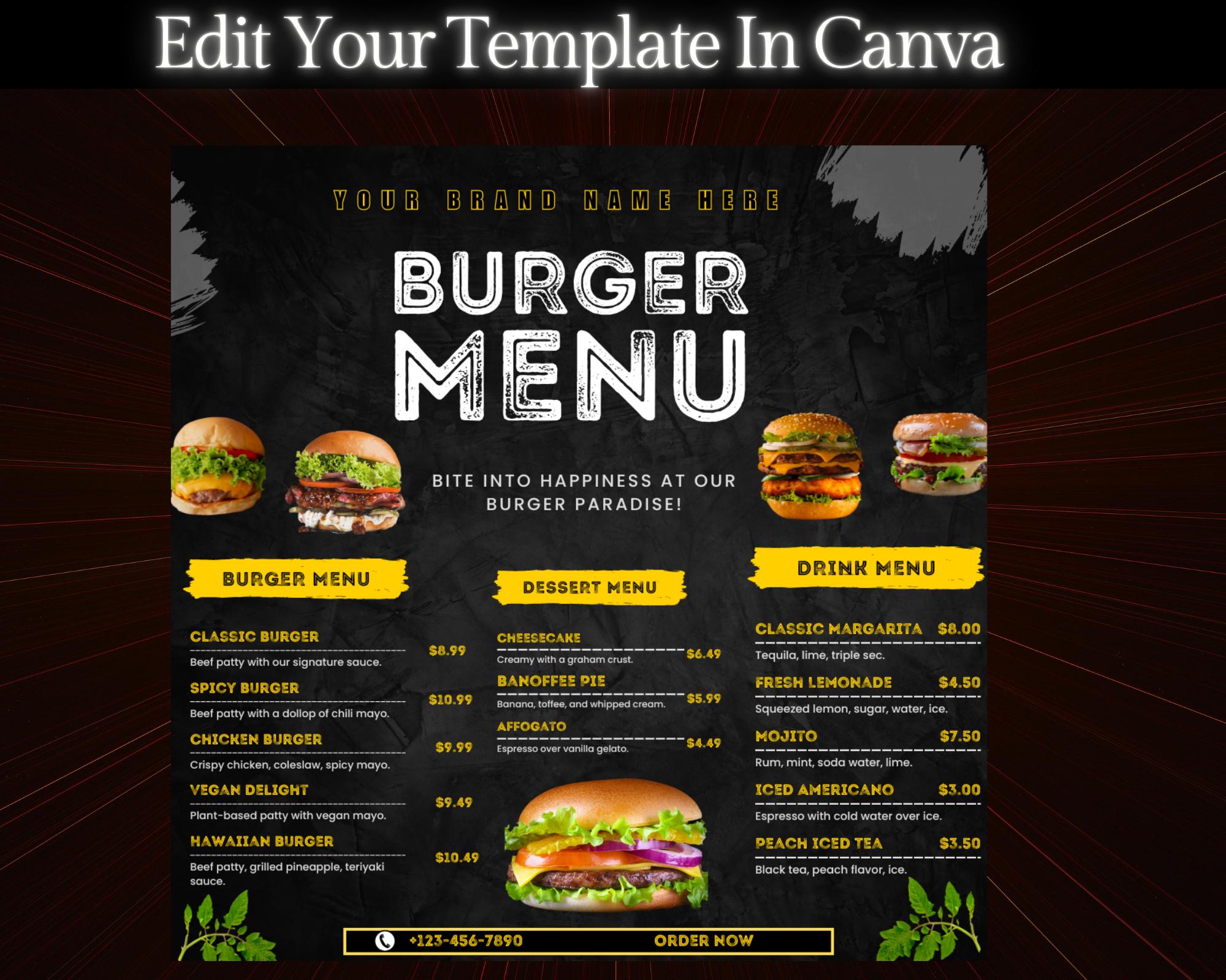 Resturant Menu Flyer – Printable Dinner Specials Template for Cafes ...