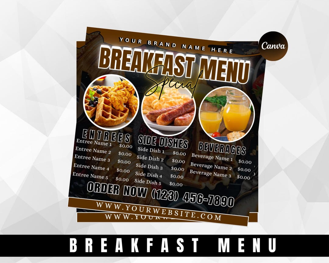 Editable Breakfast Menu Flyer Template: Cafe Brunch Event Promotion ...