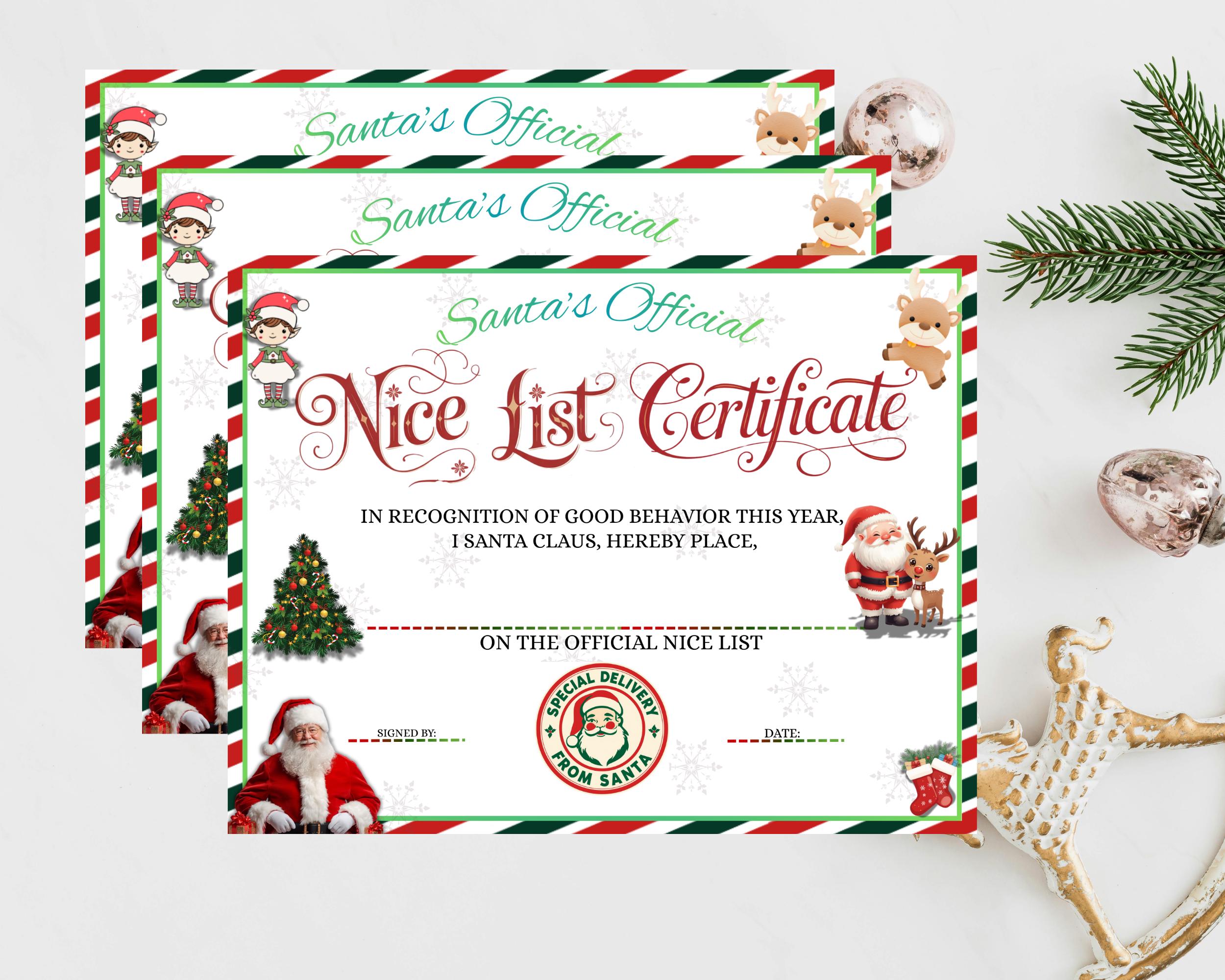 Editable Nice List Certificate | Santa Nice List Printable & Christmas ...