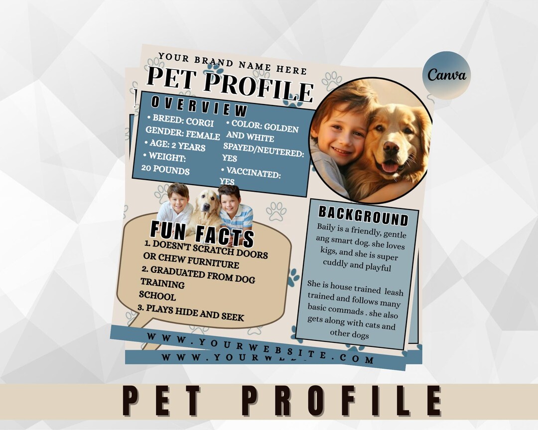 Pet Profile Flyer | Editable Kitty Adoption, Puppy Advertisement Pet ...