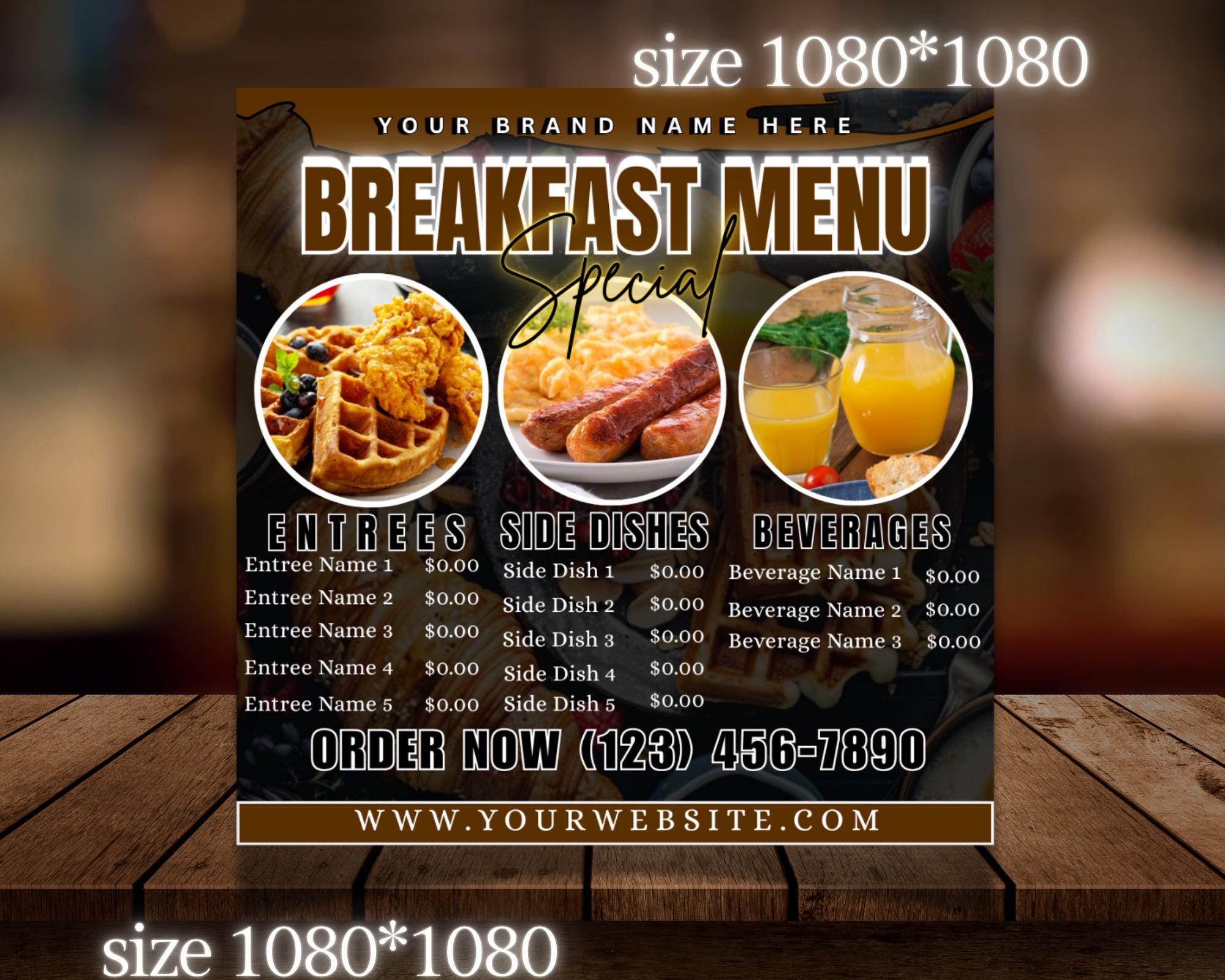 Editable Breakfast Menu Flyer Template: Cafe Brunch Event Promotion ...