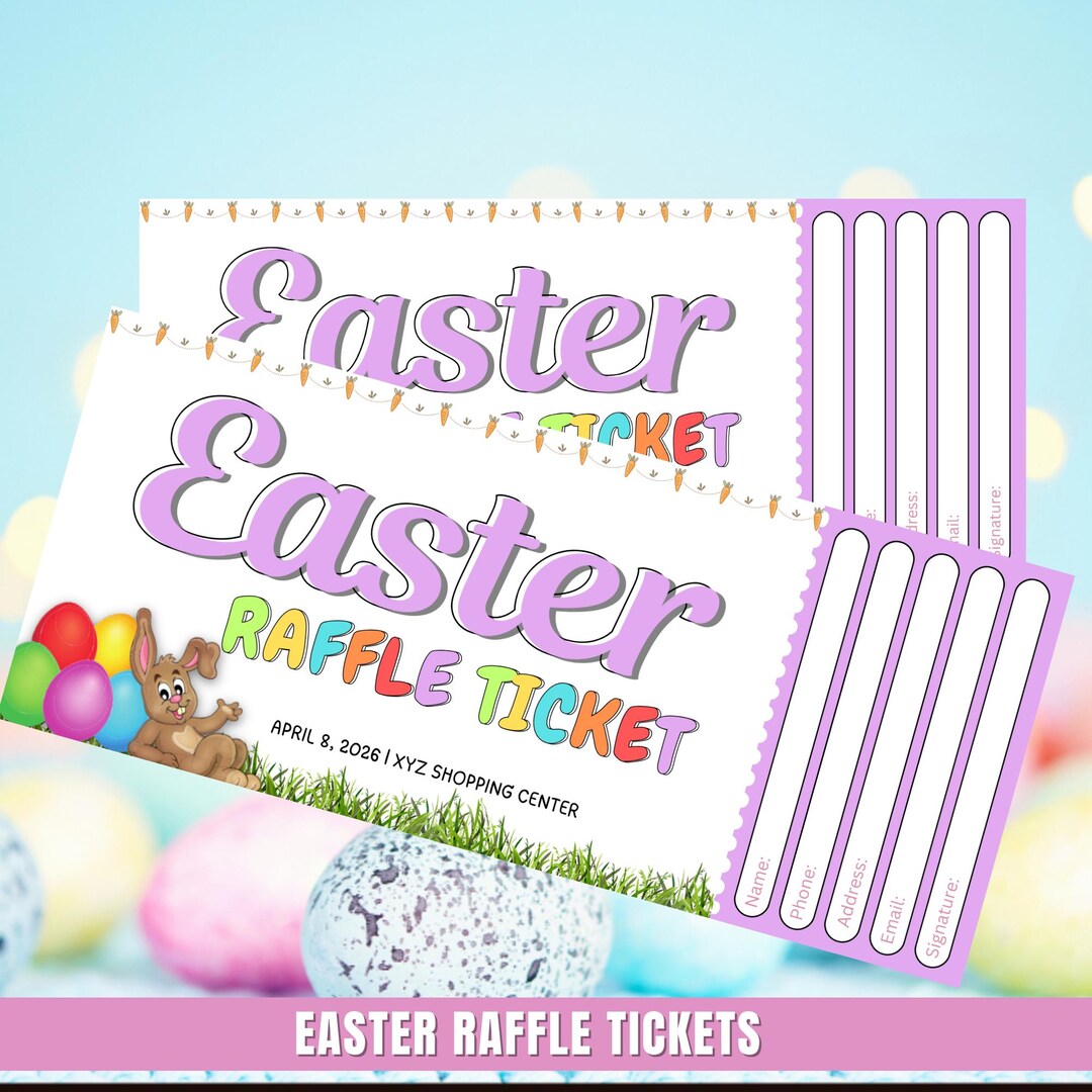 Editable Easter Raffle Ticket, Easter Fundraiser Event Ticket, Easter ...