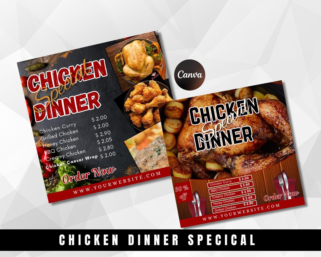 Editable Chicken Dinner Flyer Template: Restaurant Food Promo ...