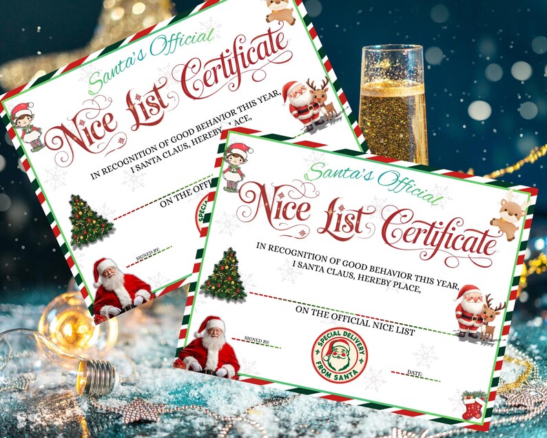 Editable Nice List Certificate | Santa Nice List Printable & Christmas ...