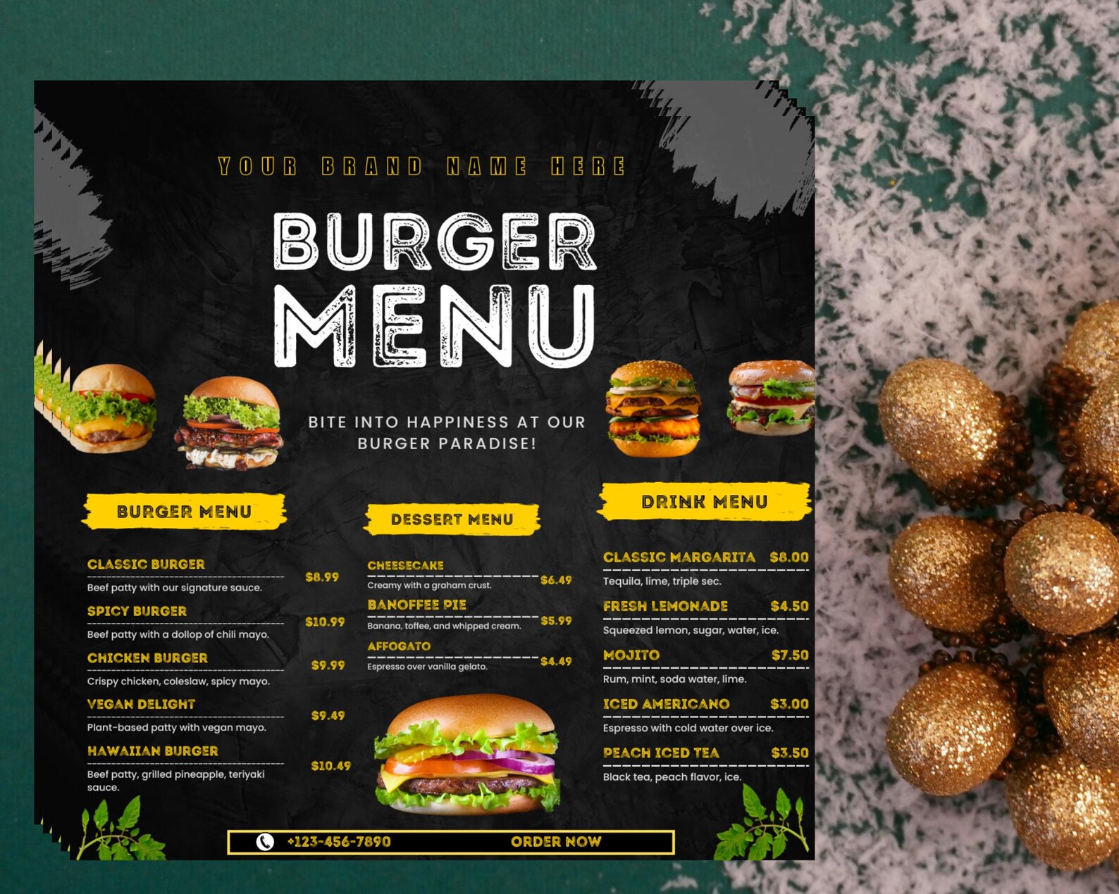 Resturant Menu Flyer – Printable Dinner Specials Template for Cafes ...