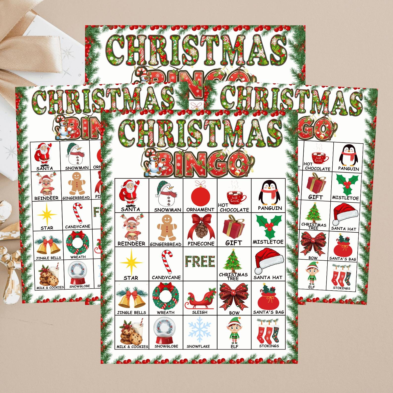 25 Christmas Bingo Cards | Printable Christmas Bingo Game for Kids ...