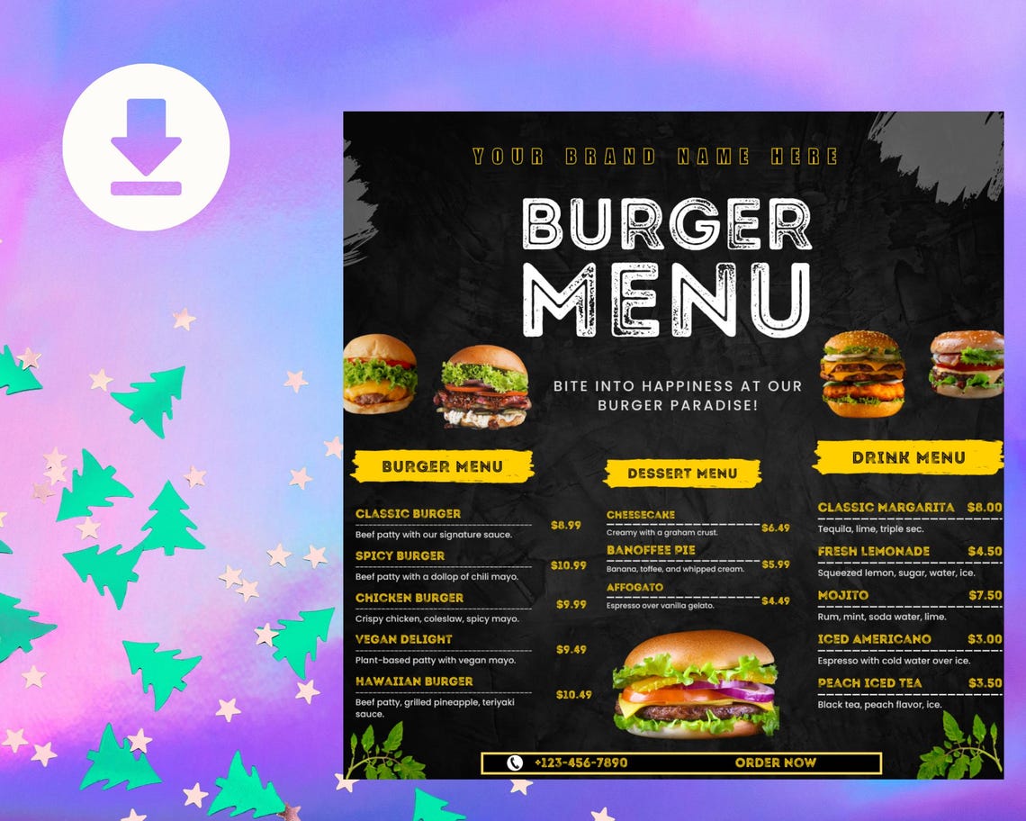 Resturant Menu Flyer – Printable Dinner Specials Template for Cafes ...