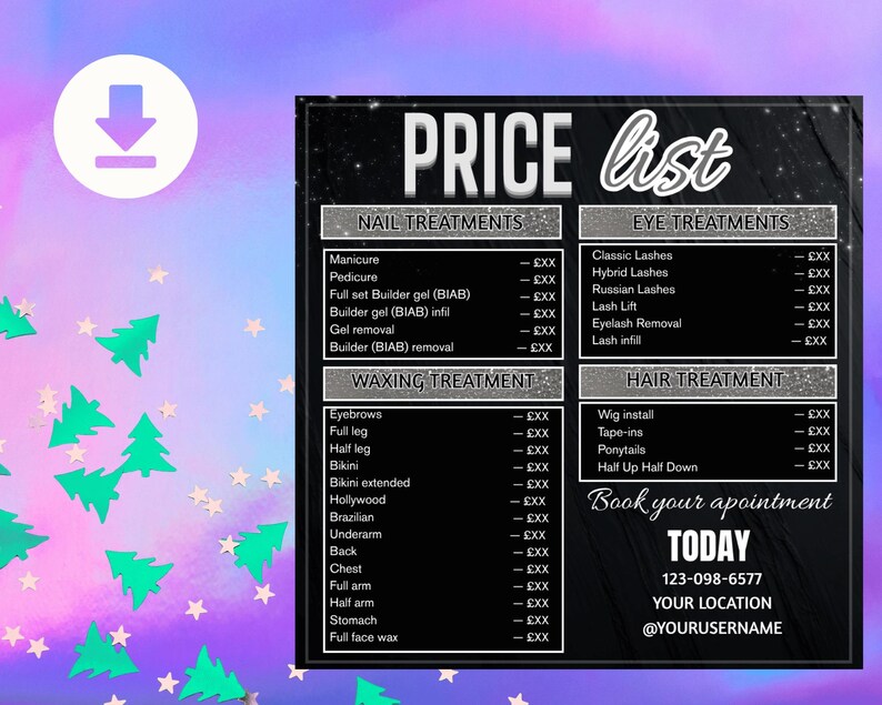 Price List Flyer – Editable Price List Template & Salon Price List ...
