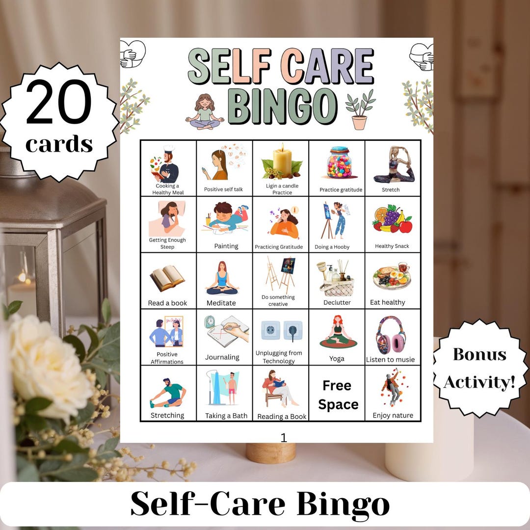 Self Care Bingo, 20 Self Care Bingo Cards, Self Care Challenge, Self ...