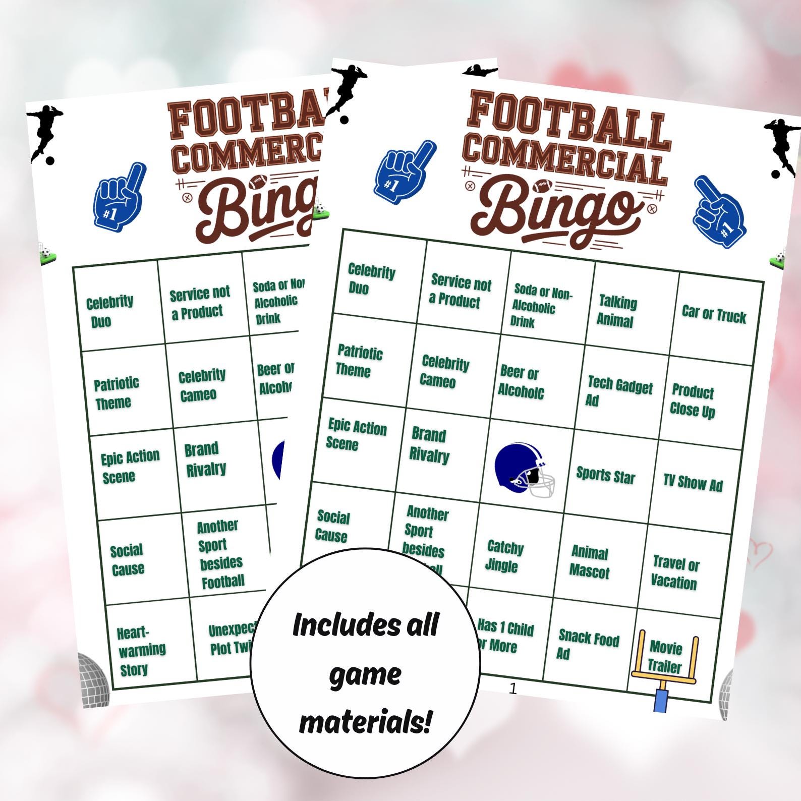 Football Party Bingo, 20 Unique Printable Football Bingo Cards ...