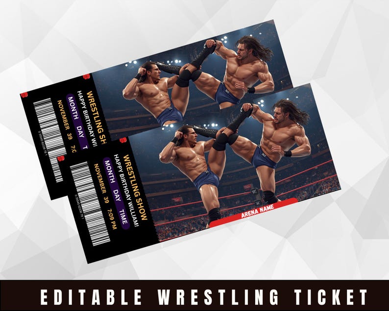Editable Wrestling Event Ticket, Boxing Match Ticket Stub, Surprise ...