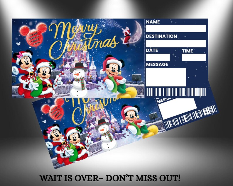 Christmas Disneyland Ticket Gift Reveal Surprise Trip Printable Going ...