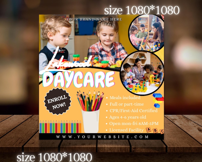 Editable Daycare Flyer Template: Canva Childcare & Preschool Ad ...