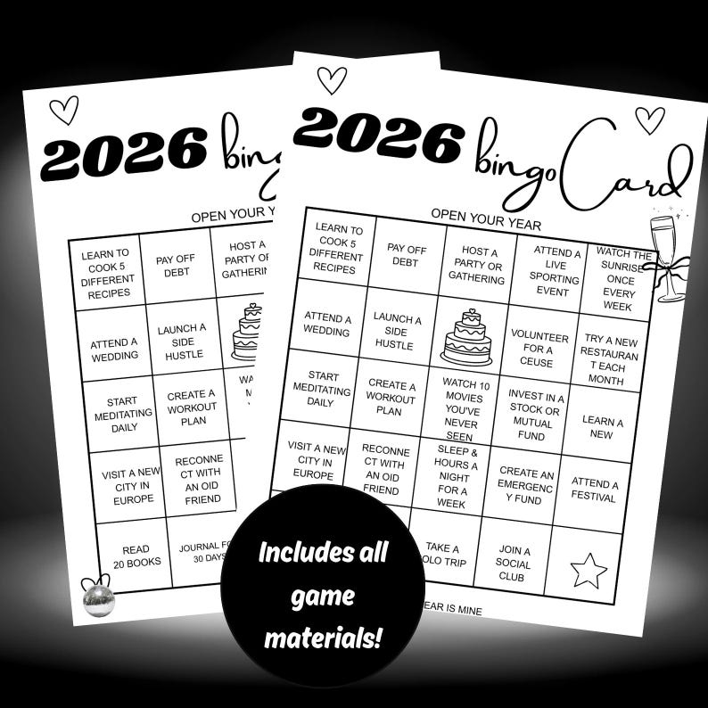 Printable 2026 Bingo Card, 2026 Vision Board Bingo Card, Editable ...