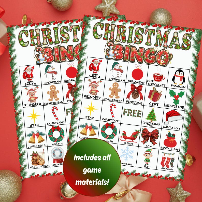 25 Christmas Bingo Cards | Printable Christmas Bingo Game for Kids ...