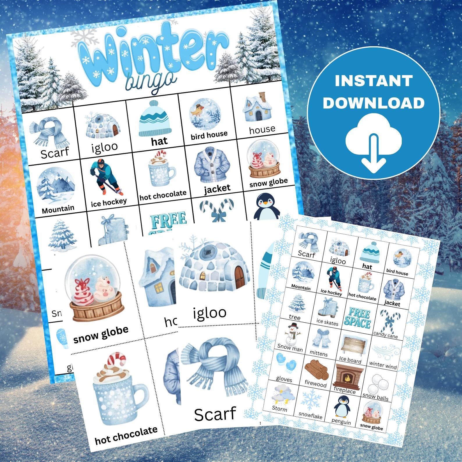 Winter Bingo Cards | Kids Bingo Cards & Holiday Bingo for Winter ...