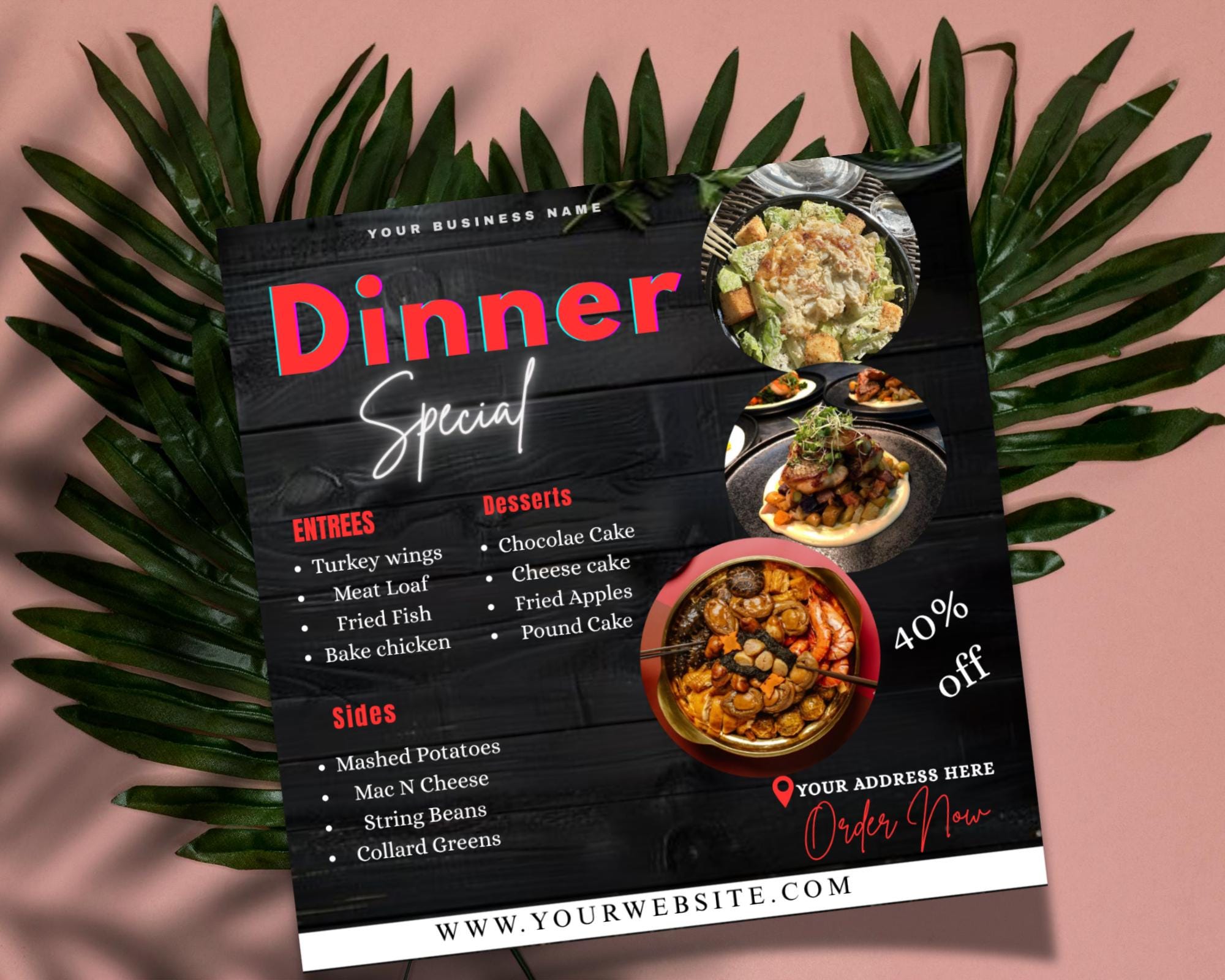 Editable Dinner Special Menu Template: Restaurant Flyer, Editable Canva ...