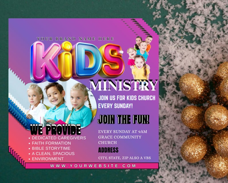 Kids Ministry Flyer Template: Editable Children's Church Event, Sunday ...