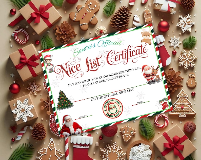 Editable Nice List Certificate | Santa Nice List Printable & Christmas ...